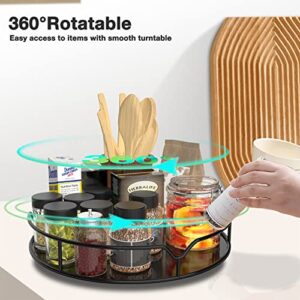 Lazy Susan Turntable Organizer - 9" Metal Rotating Spice Rack for Cabinet Pantry Refrigerator, Black