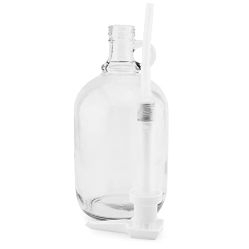 Cornucopia Half Gallon Glass Pump Dispenser Bottle, 64-Ounce Jug with Pump for Sauces, Syrups, Soaps and More