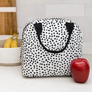 Steel Mill & Co Insulated Lunch Bag, Large Capacity Lunch Tote, Cute Lunch Box for Women, Mini Cooler with Zipper Closure, Pockets, and Sturdy Handles, Black Dots