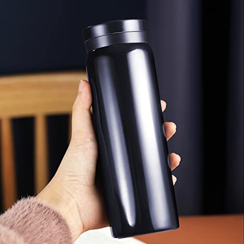 Mini Thermos Cute Water Bottle - 10 oz Tiny Insulated Vacuum 18/10 Stainless Steel Small Flask - Leak Proof & Spill Proof & Keeps Cold and Hot for Drink, Coffee, Tea - Blue