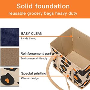 TIIOCTI Reusable Grocery Bags heavy duty Shopping Box Foldable Saving Space Standing Tote Bag with Long Handles 3 Pack