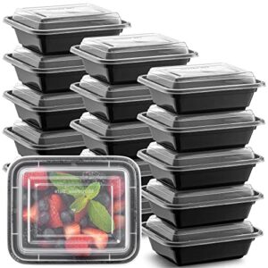 15-pack tiny meal prep plastic microwavable food containers meal prepping & lids.”12 oz.” black rectangular reusable storage lunch boxes -bpa-free food grade- freezer dishwasher safe -premium quality