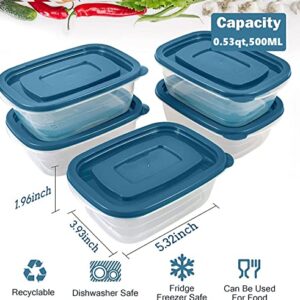 PEDECO Rectangle Plastic Portion box Sets with Lids.Food Storage Box,Container Sets,Food Storage,Food Containers,Cereal Containers,use for School,Work and Travel,0.53 quarts(500ML) per box,Set Of 5