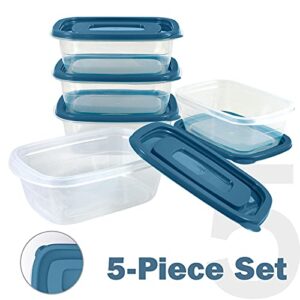 PEDECO Rectangle Plastic Portion box Sets with Lids.Food Storage Box,Container Sets,Food Storage,Food Containers,Cereal Containers,use for School,Work and Travel,0.53 quarts(500ML) per box,Set Of 5