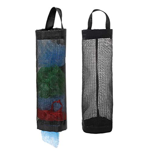 2 Packs Plastic Bag Holder, Grocery Bag Holder Trash Bags Holder Organizer Mesh Hanging Storage Dispensers Breathable Mesh Garbage Bag Organizer Plastic Bag Storage for Kitchen