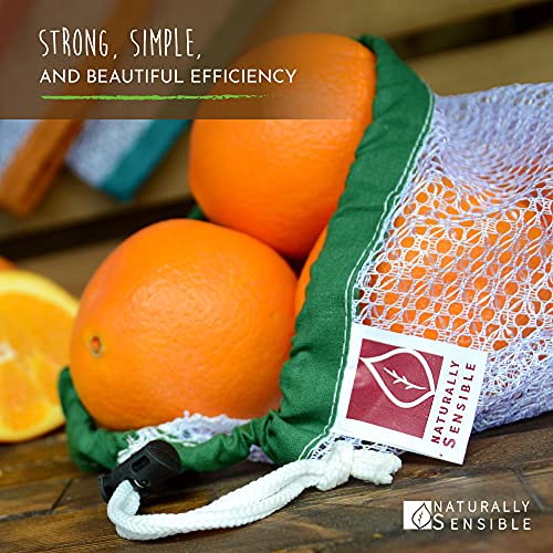 Naturally Sensible Reusable Produce Bags | Sturdy Mesh Grocery Tote (5 Bag Set)