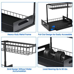 UINOFLE Under Sink Organizers and Storage, 2 Tier Sliding Cabinet Basket Organizer Drawer Pull Out Cabinet Organizer Multi-Purpose Under Sink Organizer for Bathroom Kitchen (Black)