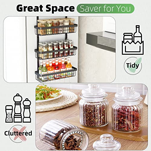 Warome Magnetic Spice Rack, 4 Pack Magnetic Shelf for Refrigerator, Magnetic Fridge Organizer with Super Strong Magnetic, Kitchen Organization and Storage, Metal Seasoning Organizer with Utility Hooks