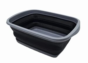 sammart 10l (2.6 gallons) collapsible tub – foldable dish tub – portable washing basin – space saving plastic washtub (dark grey/black, 1)