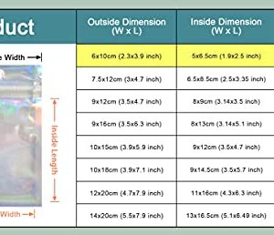 200 Pcs Clear Front Resealable Heat Sealable Foil Bags with Hang Hole 2.3x3.9 inch (Inner 1.9x2.5 inch) for Zip Bulk Food Storage Lock Bag Reclosable Airtight Heat Seal Pouch Zipper Lock Packaging