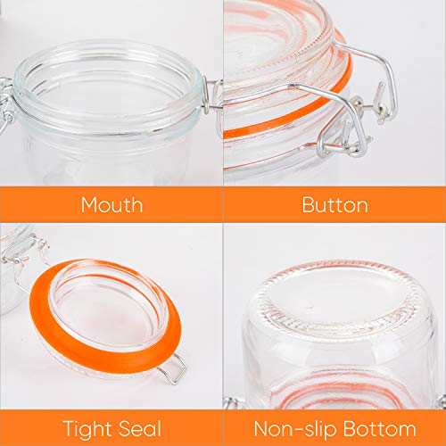 Glass Jars With Airtight Lids,Encheng 7 oz Mason Jars,Glass Jars With Leak Proof Rubber Gasket 200ml,Storage Jars With Hinged Lid for Home and Kitchen,GlassStorage Containers With Lids 12 Pack …