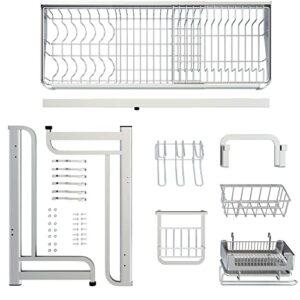 LIVOD Over The Sink Dish Drying Rack, 2 Tier Over Sink Dish Drying Rack Width Adjustable(25.6-37.6in), Durable Stainless Steel Dish Rack Over Sink Organizer, Space Saving Kitchen Sink Drying Rack