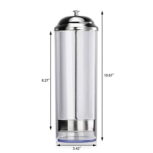 New Star Foodservice 26641 Stainless Steel Straw Dispenser, 3.5-Inch by 10.6-Inch, Clear