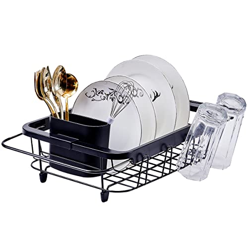 BRWINASLL Dish Rack in Sink Dish Drying Rack Rustproof Expandable Dish Rack Over with Untensil Holder Stainless Steel Sink Drying Rack for Kitchen Countertop