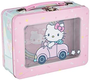 the tin box company hello kitty xl tin lunchbox with window , pink