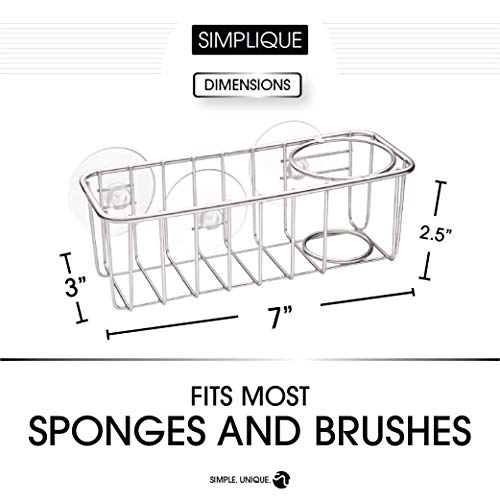 Simplique Sponge and Brush Holder Caddy For Kitchen Sink With Suction Cups