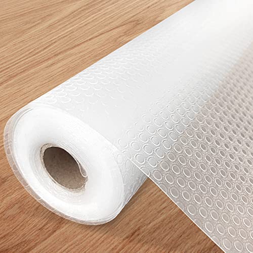 Kitchen Shelf Liner Non-Slip Cabinet Liner 12 in x 20 FT Washable Refrigerator Liners Oil-Proof Drawer Liners for Kitchen Dining Transparent