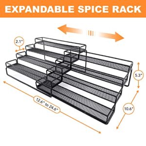 BAOTOUR Tiered Spice Rack Organizer for Cabinet,Spice Rack for Cabinet,Spice Shelf Organizer for Cabinet,Spice Storage for Inside Cabinet (Metal,Expandable,4 tier)