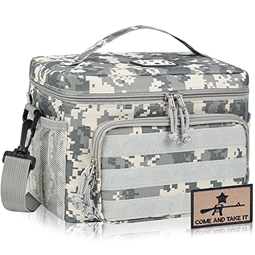 HOMESPON Tactical Lunch Box for Men Tacticism Lunch Bag Adult Insulated Lunchbox Large Durable Leakproof Thermal Cooler Bag with Water Bottle Pouch for Camping Work Fishing