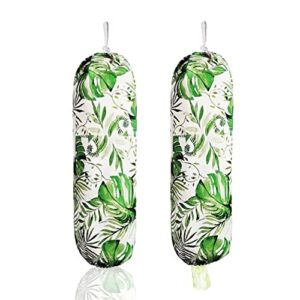 togetrue plastic bag holder, wall mount plastic bag organizer dispenser, heavy duty grocery bag storage holder, hanging shopping bag holder for home kitchen camper (green leaves 2 pcs)