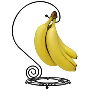 blue donuts banana hanger farmhouse banana holder tree stand hook for kitchen countertop, kitchen accessories, black banana stand