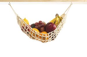 hanging fruit hammock under cabinet – 1 macrame fruit hammock kitchen under cabinet, 2pcs hooks – handwoven cotton basket storage for produce, banana – boho kitchen decor for more counter space at home boat camper rv