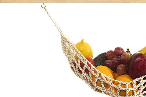 Hanging Fruit Hammock Under Cabinet - 1 Macrame Fruit Hammock Kitchen Under Cabinet, 2PCS Hooks - Handwoven Cotton Basket Storage for Produce, Banana - Boho Kitchen Decor For More Counter Space at Home Boat Camper RV