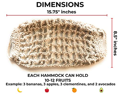 Hanging Fruit Hammock Under Cabinet - 1 Macrame Fruit Hammock Kitchen Under Cabinet, 2PCS Hooks - Handwoven Cotton Basket Storage for Produce, Banana - Boho Kitchen Decor For More Counter Space at Home Boat Camper RV