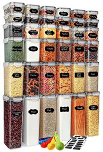 razcc airtight food storage containers set, 36 pack cereal storage containers for kitchen and pantry organization bpa free kitchen canisters for cereal, rice, flour & oats, free marker and labels