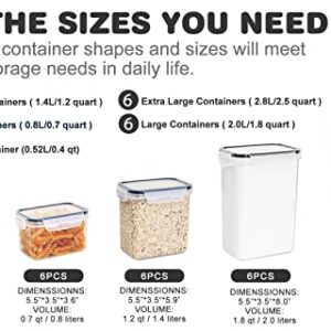 RAZCC Airtight Food Storage Containers Set, 36 PACK Cereal Storage Containers for Kitchen and Pantry Organization BPA Free Kitchen Canisters for Cereal, Rice, Flour & Oats, Free Marker and Labels