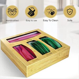 Food Ziplock Bag Storage Organizer For Kitchen Drawer, Bamboo Baggie Holder, Compatible With Ziploc, Solimo, Glad, Hefty For Gallon, Quart, Sandwich And Snack Variety Size Bags(1 Box 4 Slots) (1)