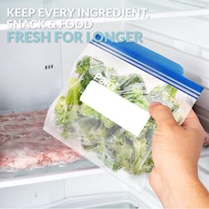 PAMI Double Zip Freezer Quart Bags [75 Pieces] - Leakproof Food Storage Ziplock Bags With Expandable Bottom- Food-Safe Zipper Bags With Freezer Shield Technology- Thick & Reusable Sandwich Bags