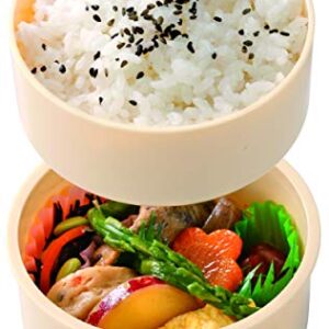 Skater My Neighbor Totoro 2 Tier Round Bento Lunch Box with Folk (17oz) - Authentic Japanese Design - Microwave Safe - Brown