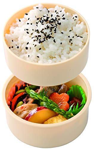 Skater My Neighbor Totoro 2 Tier Round Bento Lunch Box with Folk (17oz) - Authentic Japanese Design - Microwave Safe - Brown