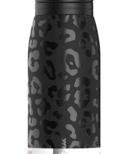 Hydrapeak Artisan 32oz Insulated Water Bottles with Straw Lids | Leak-Proof and Vacuum Insulated, Double Walled Stainless Steel Water Bottles Featuring Chic and Stylish Designs (Black Leopard)