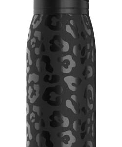 Hydrapeak Artisan 32oz Insulated Water Bottles with Straw Lids | Leak-Proof and Vacuum Insulated, Double Walled Stainless Steel Water Bottles Featuring Chic and Stylish Designs (Black Leopard)