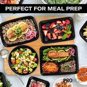 50-Pack Meal Prep Plastic Microwavable Food Containers meal prepping & Lids. "{24 OZ.}" Black Rectangular Reusable Storage Lunch Boxes -BPA-free Food Grade- Freezer Dishwasher Safe - "PREMIUM QUALITY"