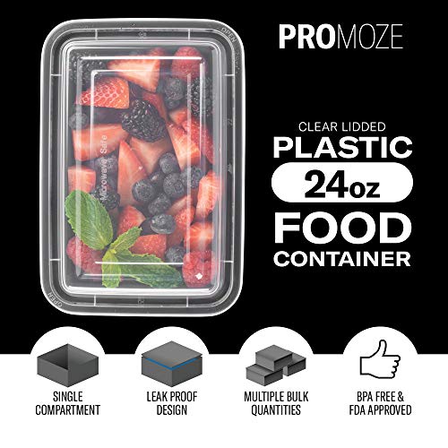 50-Pack Meal Prep Plastic Microwavable Food Containers meal prepping & Lids. "{24 OZ.}" Black Rectangular Reusable Storage Lunch Boxes -BPA-free Food Grade- Freezer Dishwasher Safe - "PREMIUM QUALITY"