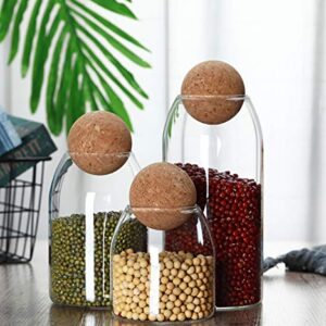 MOLFUJ 750ML/25Oz Glass Storage Container with Ball Cork, Cute Decorative Organizer Bottle Canister Jar with Air Tight Wood Lid for Food, Coffee, Candy, Bathroom Apothecary Cotton Swab Qtip Holder