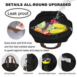 Lunch Bag for Women Insulated Lunch Boxes Women Cold Bag for Adult Men with 4 Ice Pack&2 Storage Bags&Shoulder Strap,Leakproof Large Multi-Pocket Lunch Tote for Work,Picnic,Beach,Fishing,hiking-Black