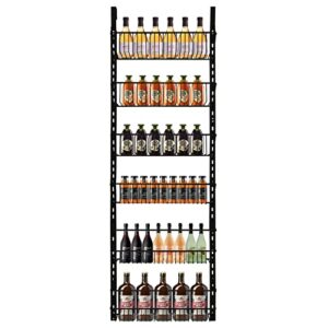 ciwivoki over the door pantry organizer with 6 adjustable metal wire baskets – closet organizer hanging spice space saver,17.6″ w×53.5″ h pantry door organizer, fridge spice rack organizer, black