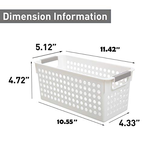 Citylife 6 PCS Plastic Storage Baskets for Shelves Small Storage Bins for Closet Shelf Pantry Organizing, Off-White