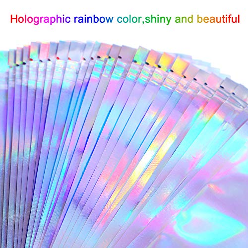 100 Pieces Bags Holographic Packaging Bags Storage Bag for Food Storage (Holographic Color, 7 x 9 Inches)