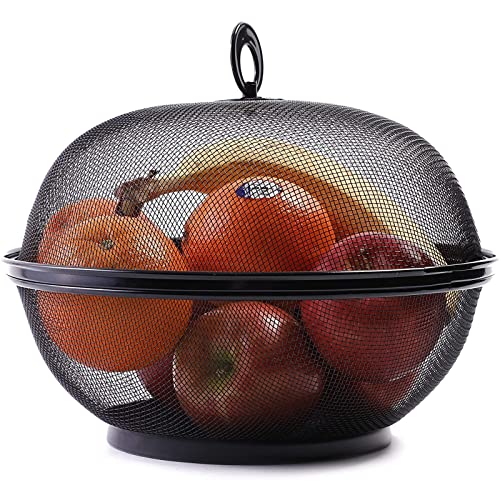 Juvale 2 Pack Black Mesh Fruit Baskets with Lids for Fruits, Restaurant Kitchen Produce Containers (10 In)