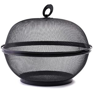 Juvale 2 Pack Black Mesh Fruit Baskets with Lids for Fruits, Restaurant Kitchen Produce Containers (10 In)