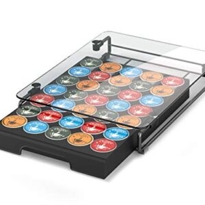 EVERIE Glass Top Coffee Pod Storage Organizer Drawer Holder Compatible with K Cup Pods, Holds 35 Pods, KP3501-BL