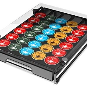 EVERIE Glass Top Coffee Pod Storage Organizer Drawer Holder Compatible with K Cup Pods, Holds 35 Pods, KP3501-BL