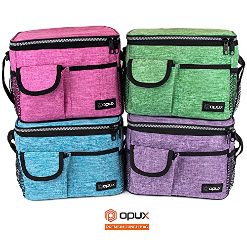 OPUX Insulated Lunch Box for Women Girls, Leakproof Thermal Lunch Bag Cooler Work Office School, Soft Reusable Lunch Tote with Shoulder Strap, Adult Kid Lunch Pail Kit, Purple