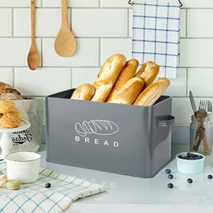 Bread Box, Bread Box for Kitchen Countertop, GA Homefavor Bread Bin, Bread Holder with Bamboo Lid, 11.56"6.7"5.5", Grey