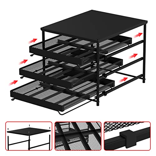 Simple Trending 3-Tier Coffee Pod Storage Drawer Holder for K-cup Coffee Pods, 72 Pods Capacity, Black